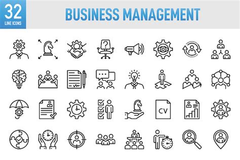 Modern Universal Business Management Line Icon Set 가는 선 벡터 아이콘 세트입니다 완벽한 픽셀 모바일 및 웹용 세트에는 비즈니스