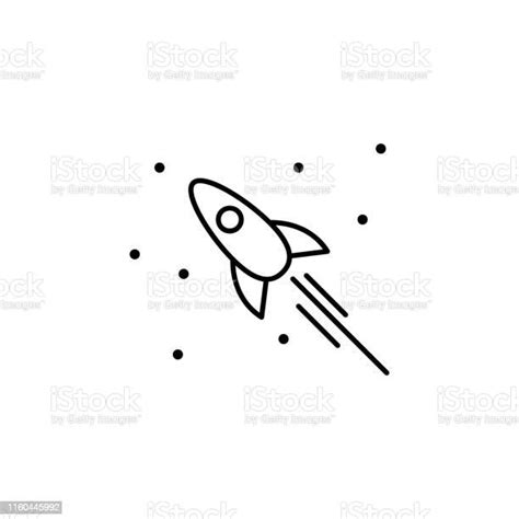 비행 로켓 공간 아이콘 간단한 얇은 선 공간의 개요 벡터 우주 Ui 및 Ux에 대한 우주 아이콘 웹 사이트 또는 모바일 응용