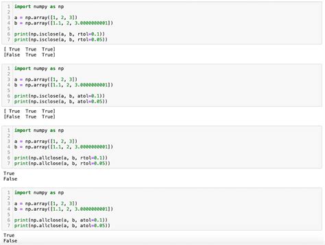【numpy】近い値かどうかを判定するisclose Python 3pysci