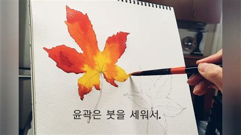 수채화 단풍잎 Youtube