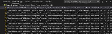 values not accepted in keybindings json · issue 196 · whitphx vscode
