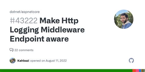 Make Logging Middleware Endpoint Aware · Issue 43222 · Dotnetaspnetcore · Github