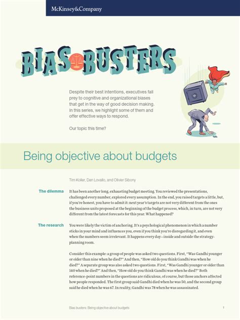 Bias Busters Being Objective About Budgets Pdf Bias Cognition