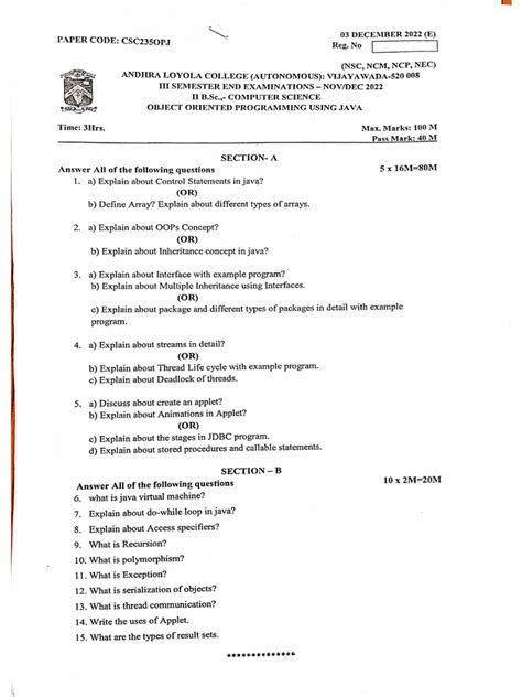 Java Semester Papers Pdf