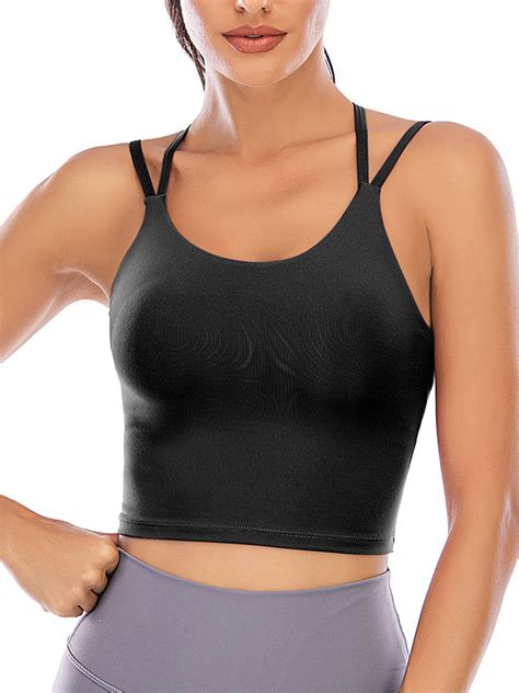 Sayfut Womens Sports Bra With Removable Padded Push Up Sports Bra Tube Bra Tops Fitness