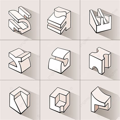 Set Of 3d Geometric Shapes Cube Designs Shapes Construction Linear Png And Vector With