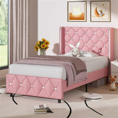 Dreamcurship Twin Size Bed Frame Pink Twin Bed Frame With Headboard
