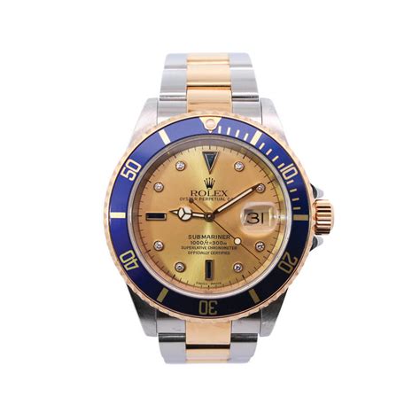 Rolex Submariner Date 16613 Dia Champ Serti Dial Steel Gold 40mm Watch Bandp Brc Watches