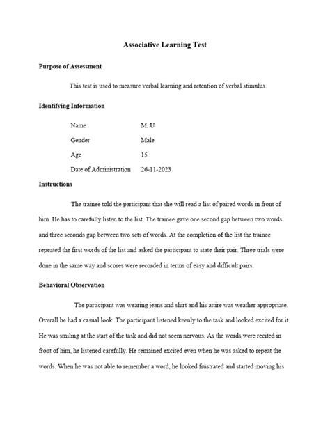 Paired Associative Learning Test Download Free Pdf Learning Quantitative Research