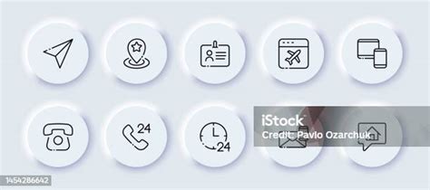 연락처 설정 아이콘 전화 포인터 메시지 보내기 핸드셋 전화 확인 표시 통신 알람 통신 Sms 팩스 전화 개념입니다 신형성 비즈니스에 대 한 벡터 라인 아이콘 Com에