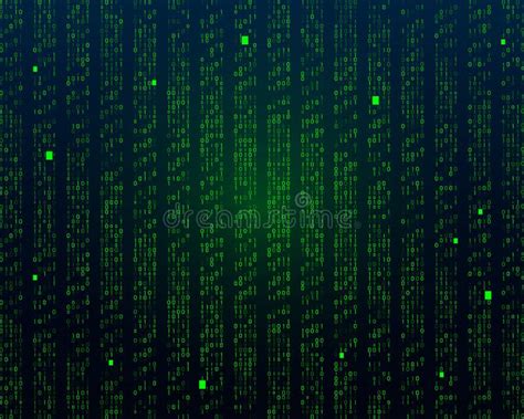 A Stream Of Binary Matrix Code On The Screen Numbers Of The Computer