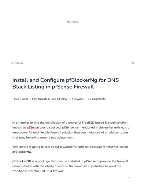 Install And Configure Pfblockerng For Dns Black Listing In Pfsense