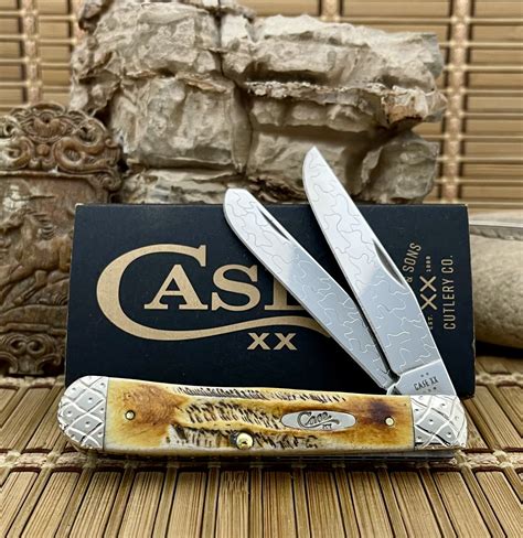 Case Custom Bone Stag Trapper Knife With Clip