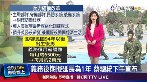 國安會議討論兵役延長 總統將親自拍板 Youtube