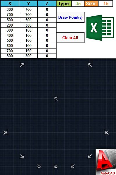 Drawing Points In Autocad Using Excel And Vba My Engineering World