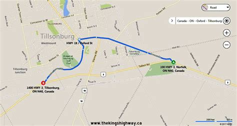 Ontario Highway 3b Tillsonburg Route Map The Kings Highways Of Ontario