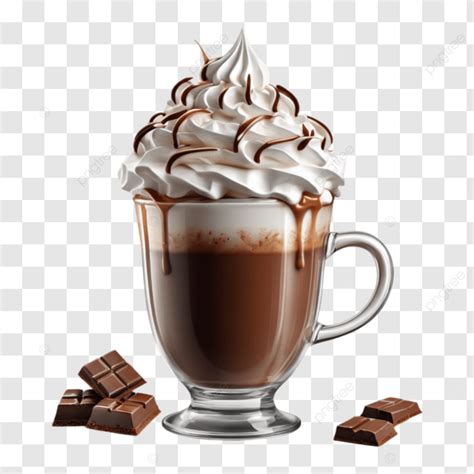 휘핑 크림을 곁들인 핫 초콜릿은 아늑하고 달콤한 간식입니다 휘핑 크림을 곁들인 핫 초콜릿 아늑하고 달콤한 간식 휘핑 크림 Png 일러스트 및 이미지 에 대한 무료