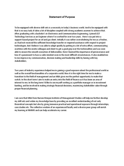 Sop Nmims Arun Antony Pdf