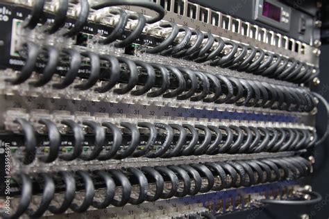 Connecting An Ethernet Switch Using Patch Cords With RJ Connectors For Data Transmission In