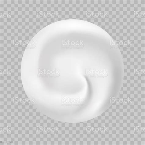 벡터 현실적인 둥근 소용돌이 투명 한 배경에 고립 요구르트 우유 또는 사 워 크림 화이트 코스메틱 크림 컬 또는 거품 항아리