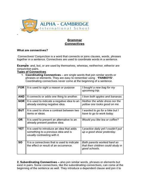 Connectives Notesdocx Pdf