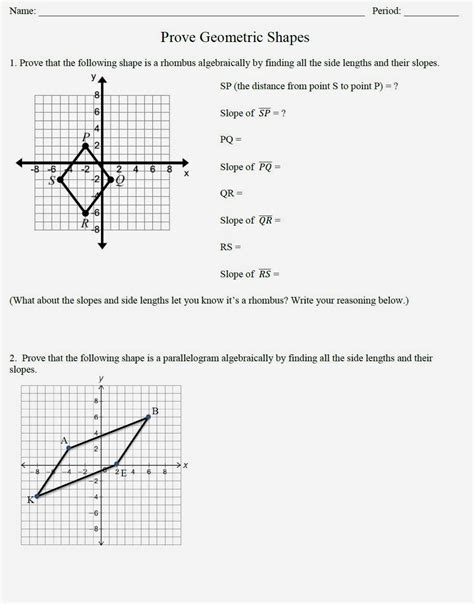Mr Matts Math Classes Assignment Prove Geometric Shapes