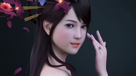 1920x1080 Zhang Qiang Ring Flowers Hand Render Asian Girl Coolwallpapers Me