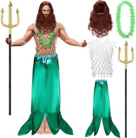 Jiuguva 5 Pcs Halloween Salty Merman Costume For Men