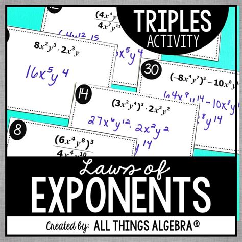 Exponent Rules Triples Activity All Things Algebra®