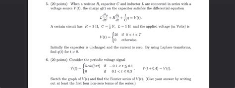 Solved 5 20 Points When A Resistor R Capacitor C And