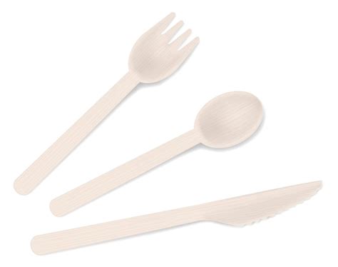 나무 대나무 포크 숟가락과 칼 벡터 일러스트 레이 션 일회용 생분해 성 에코 칼 세트 프리미엄 벡터