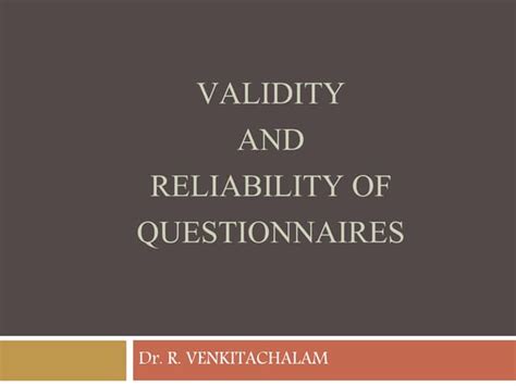 Validity And Reliability Ppt