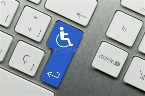 Accessibility Inscription On Blue Keyboard Key Stock Photo Image Of Chair Disability