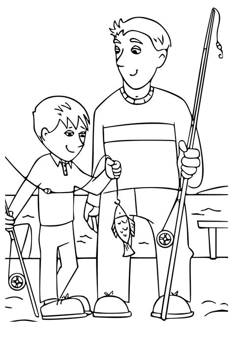 무료 인쇄 가능한 해피 아버지의 날 어업 색칠하기 성인 및 어린이를 위한