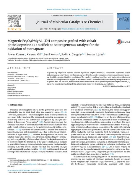 Pdf Magnetic Fe 3 O 4 Mgal Ldh Composite Grafted With Cobalt Phthalocyanine As An Efficient