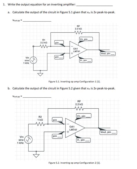 solved 1 write the output equation for an inverting