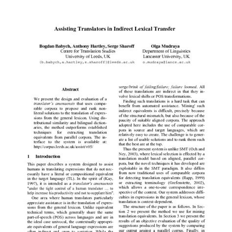 Assisting Translators In Indirect Lexical Transfer Acl Anthology