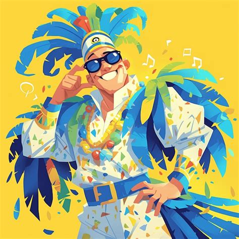 Premium Vector Brazilian Man In Carnival Samba School Costume Performing
