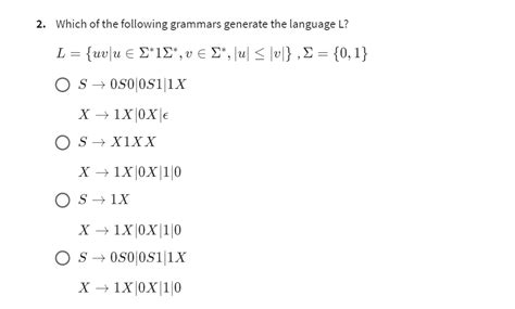 Solved 2 Which Of The Following Grammars Generate The