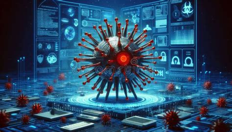 Digital Virus Concept Art With Malware Elements Stock Illustration