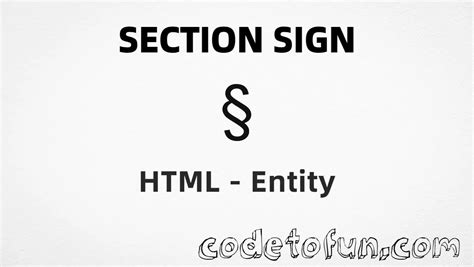 HTML Entity Section Sign CodeToFun