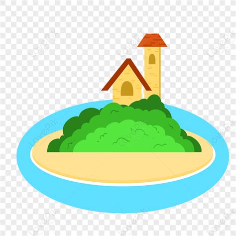 스타일 일러스트 헛 섬 클립 아트 바닷가 풍조 Png 일러스트 무료 다운로드 Lovepik