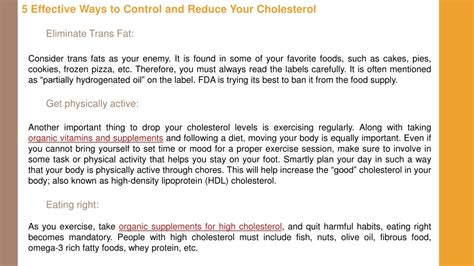 PPT Ways To Lower Your Cholesterol Effectively PowerPoint