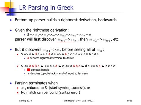 Ppt Lr Parsing Build Bottom Up Parse Tree Handles Writing A Shift Reduce Parser Powerpoint