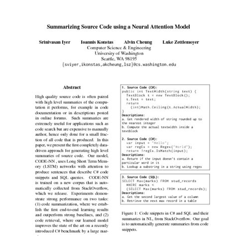 Summarizing Source Code Using A Neural Attention Model Acl Anthology