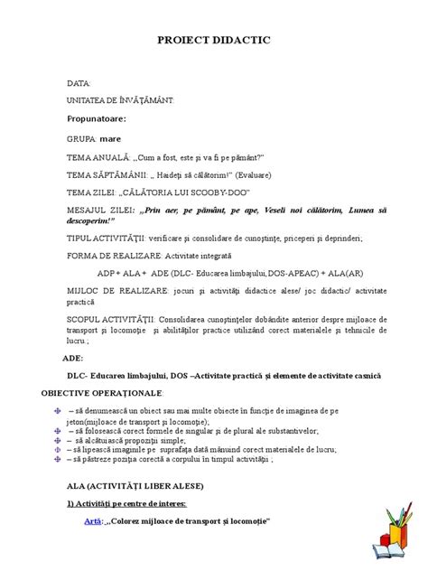 Proiect Didactic Gradinita