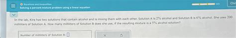Solved Equations And Inequalitiessolving A Percent Mixture