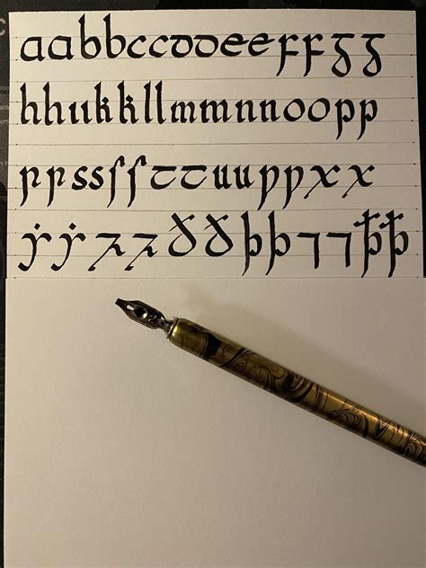 Early Attempt At Recreating An Insular Minuscule Script With A Dip Pen