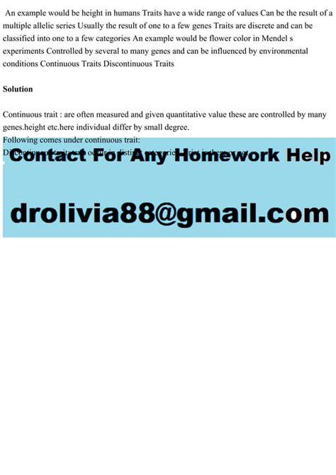 An Example Would Be Height In Humans Traits Have A Wide Range Of Valupdf