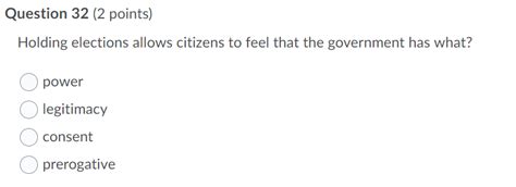 Solved Question 32 2 Points Holding Elections Allows